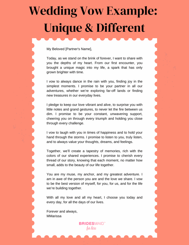 Wedding Vow Examples: 100 Vows to Inspire You - Bridesmaid For Hire