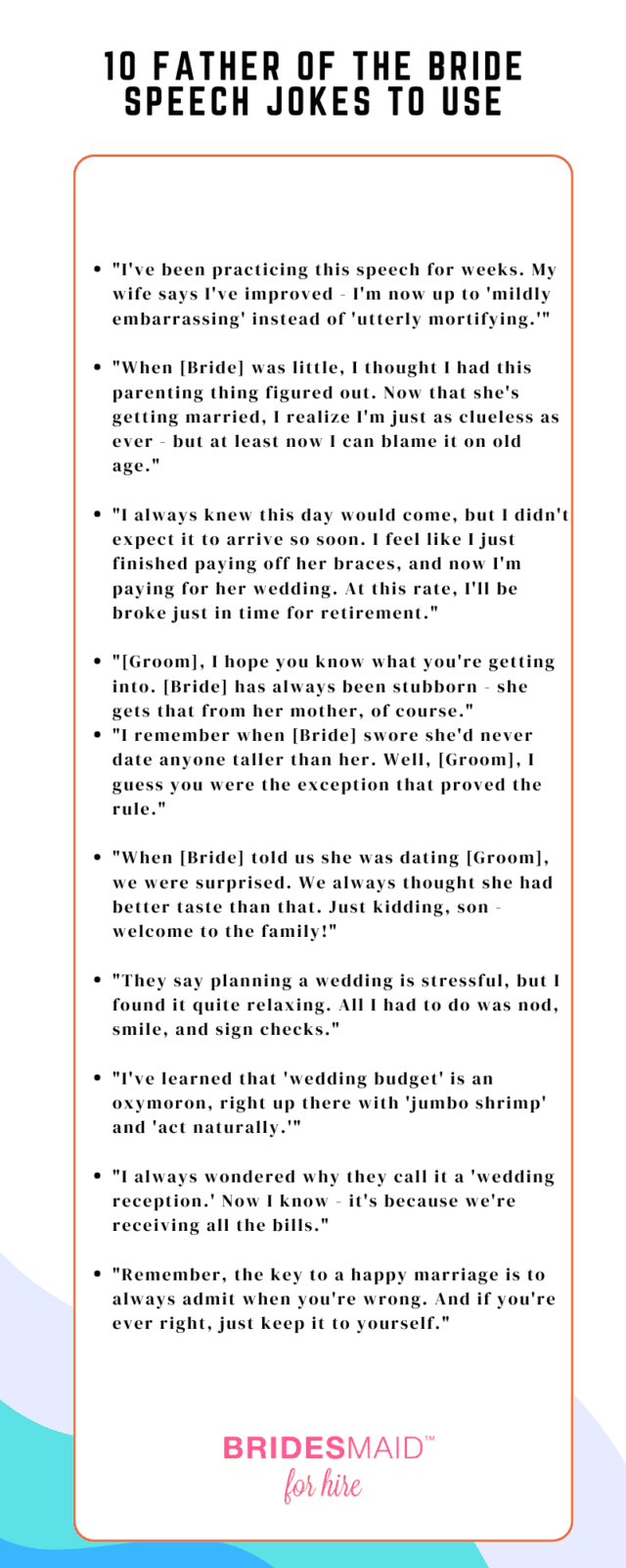 Father of the Bride Speech Jokes | Bridesmaid For Hire