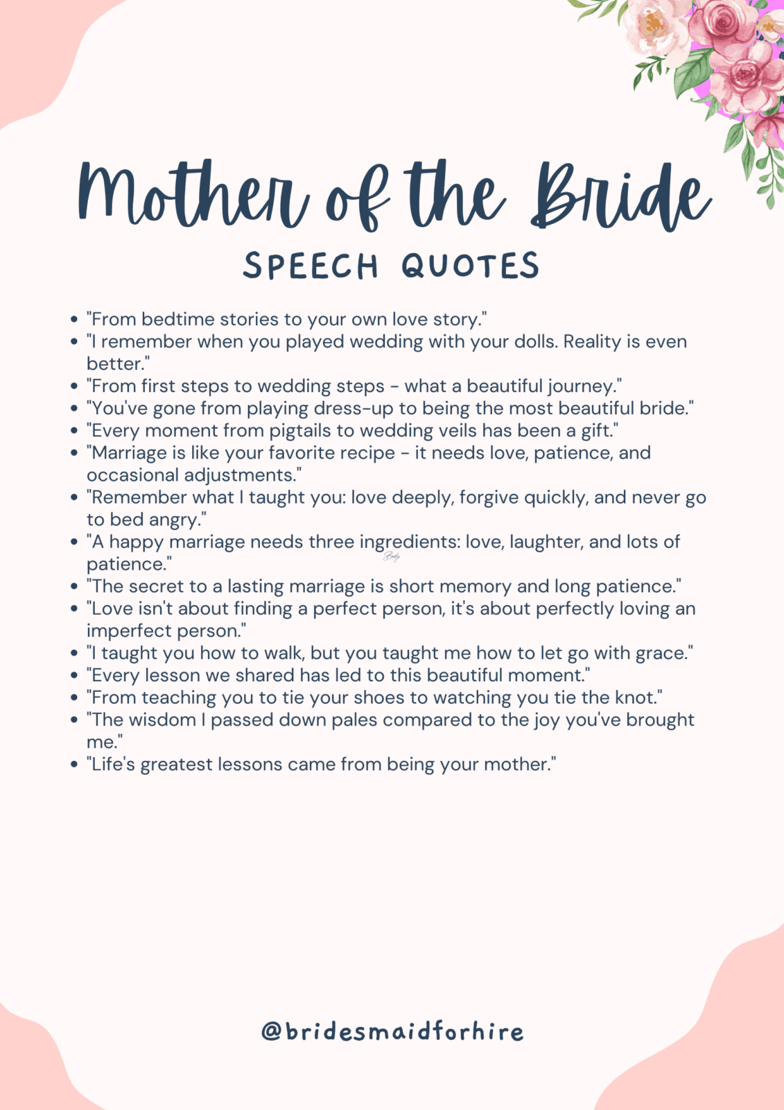 Mother of the Bride Speech Quotes | Bridesmaid For Hire