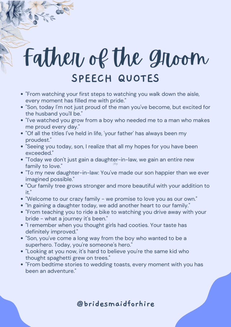 200 Father of the Groom Speech Quotes | Bridesmaid For Hire