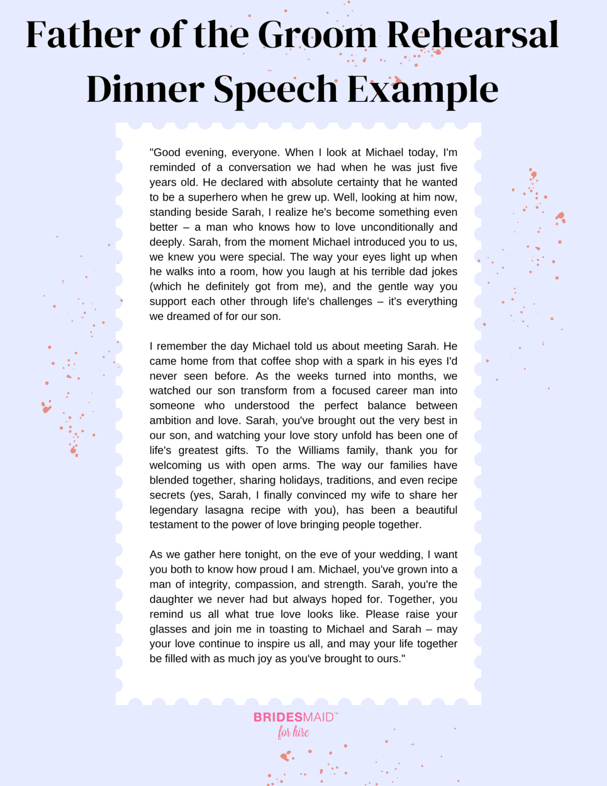 Father of the Groom Rehearsal Dinner Speech: Templates & Examples ...