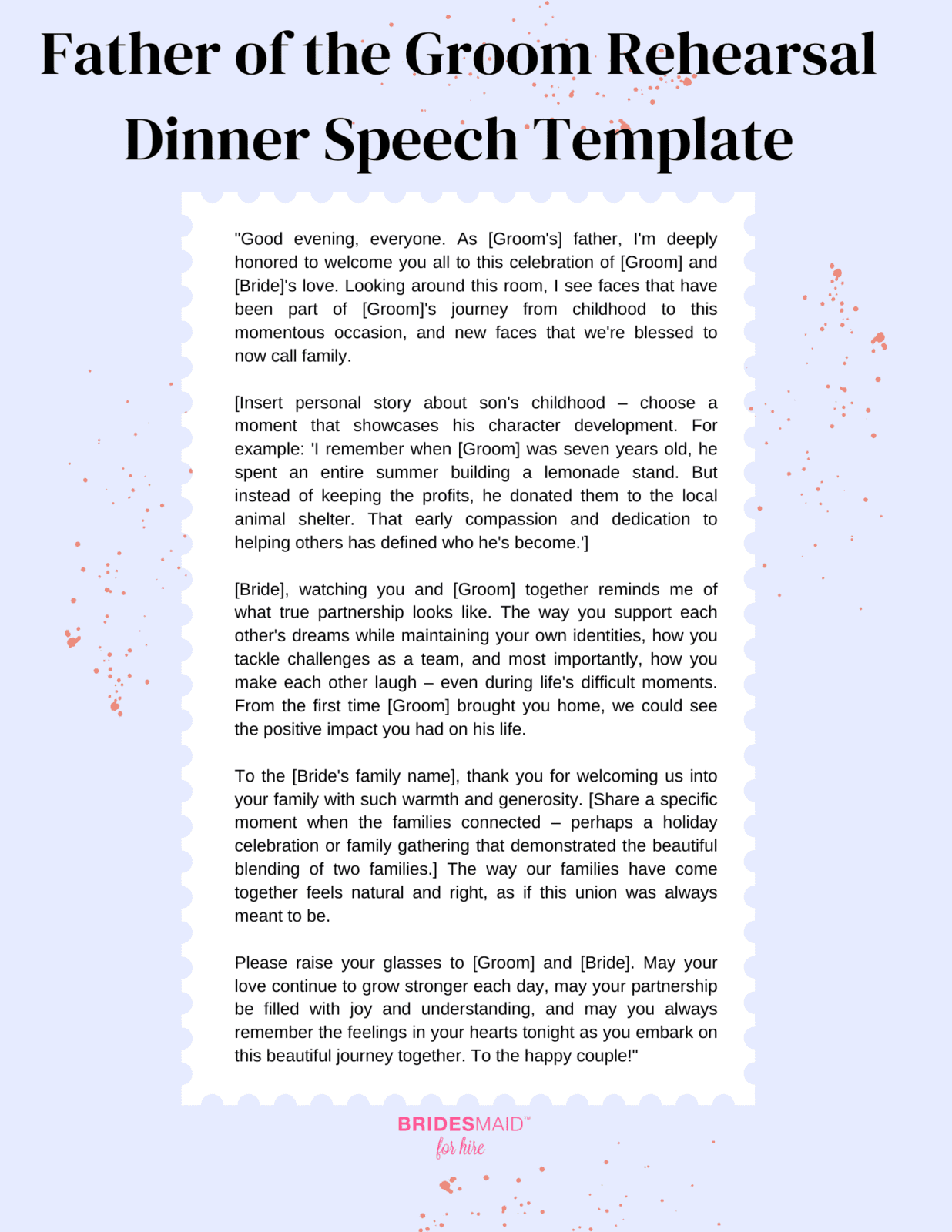 Father of the Groom Rehearsal Dinner Speech: Templates & Examples ...